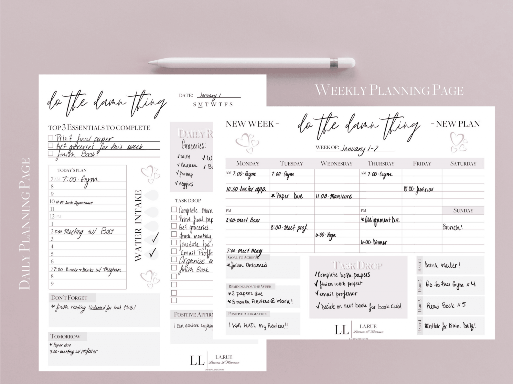 Daily & Weekly Planning Pages - La.Rue | Intentional Living & Lifestyle