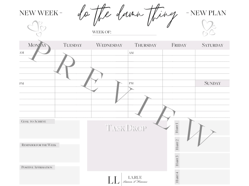 Daily & Weekly Planning Pages - La.Rue | Intentional Living & Lifestyle