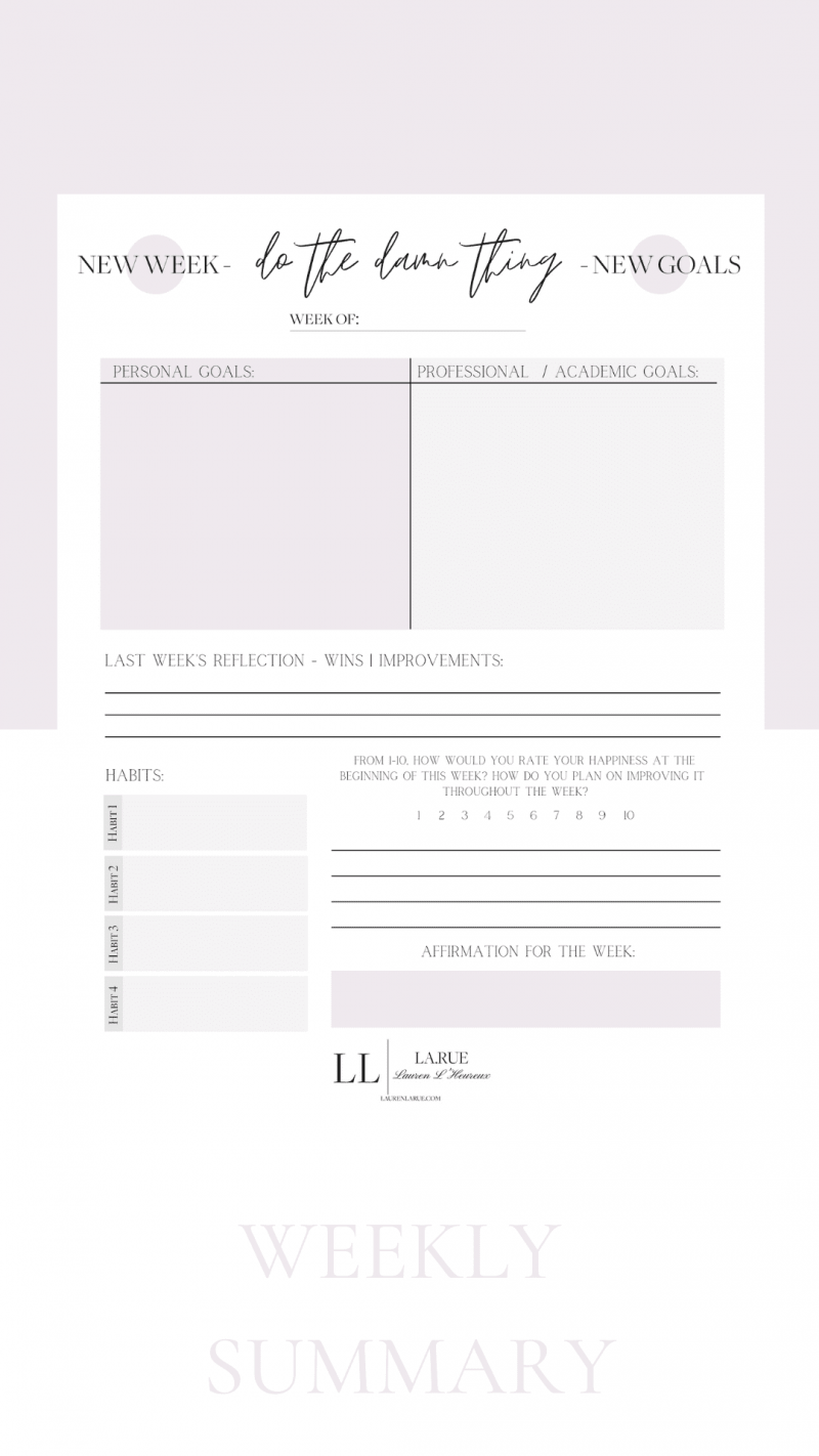 Planning Your Ideal Week: The Weekly Summary + Freebie - La.Rue