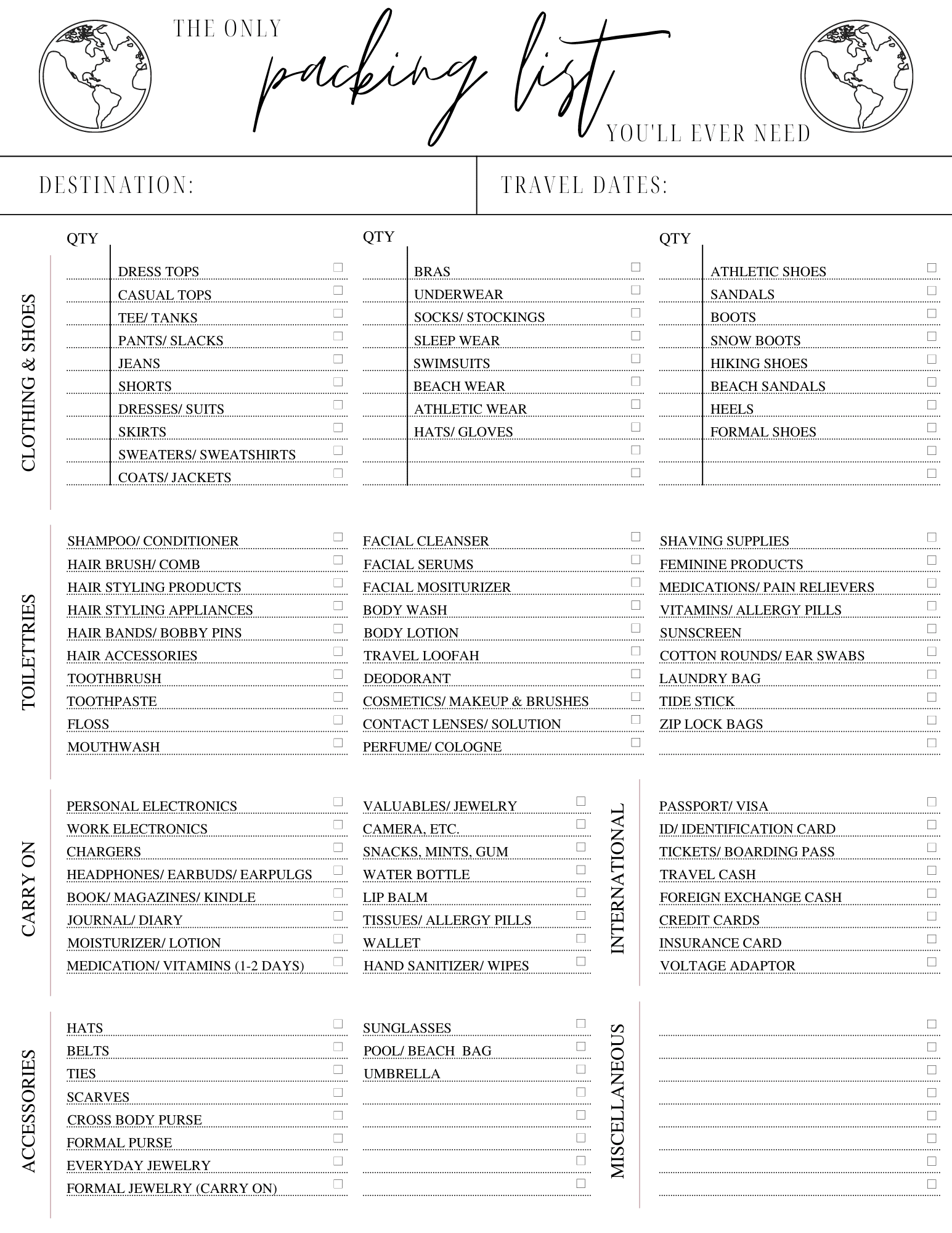 Organize Your Life The Only Packing List You ll Ever Need La Rue